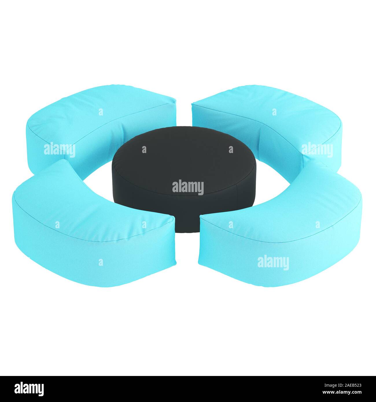 Five cloth poufs on white background. 3d rendering Stock Photo - Alamy