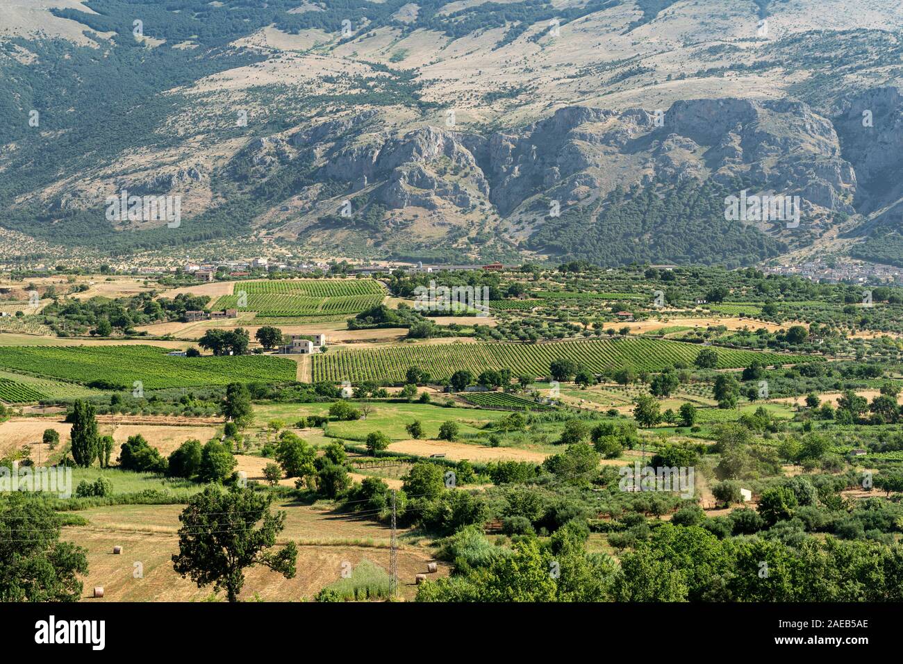 Mountain landscape at summer in Calabria, Italy, near Castrovillari and ...