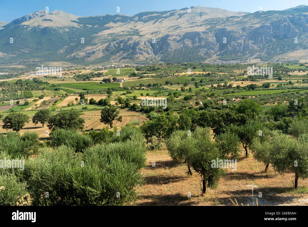 Mountain landscape at summer in Calabria, Italy, near Castrovillari and ...