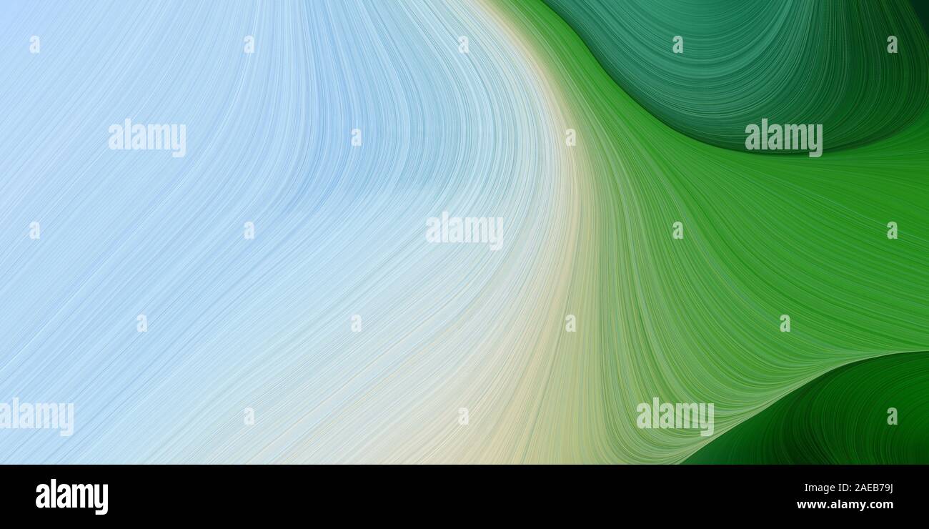 modern curvy waves background illustration with light blue, forest ...