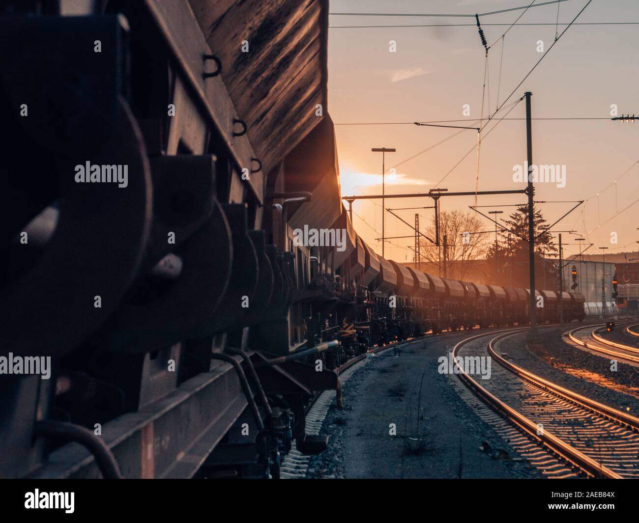 Old and rusty cargo train in Germany Stock Photo - Alamy