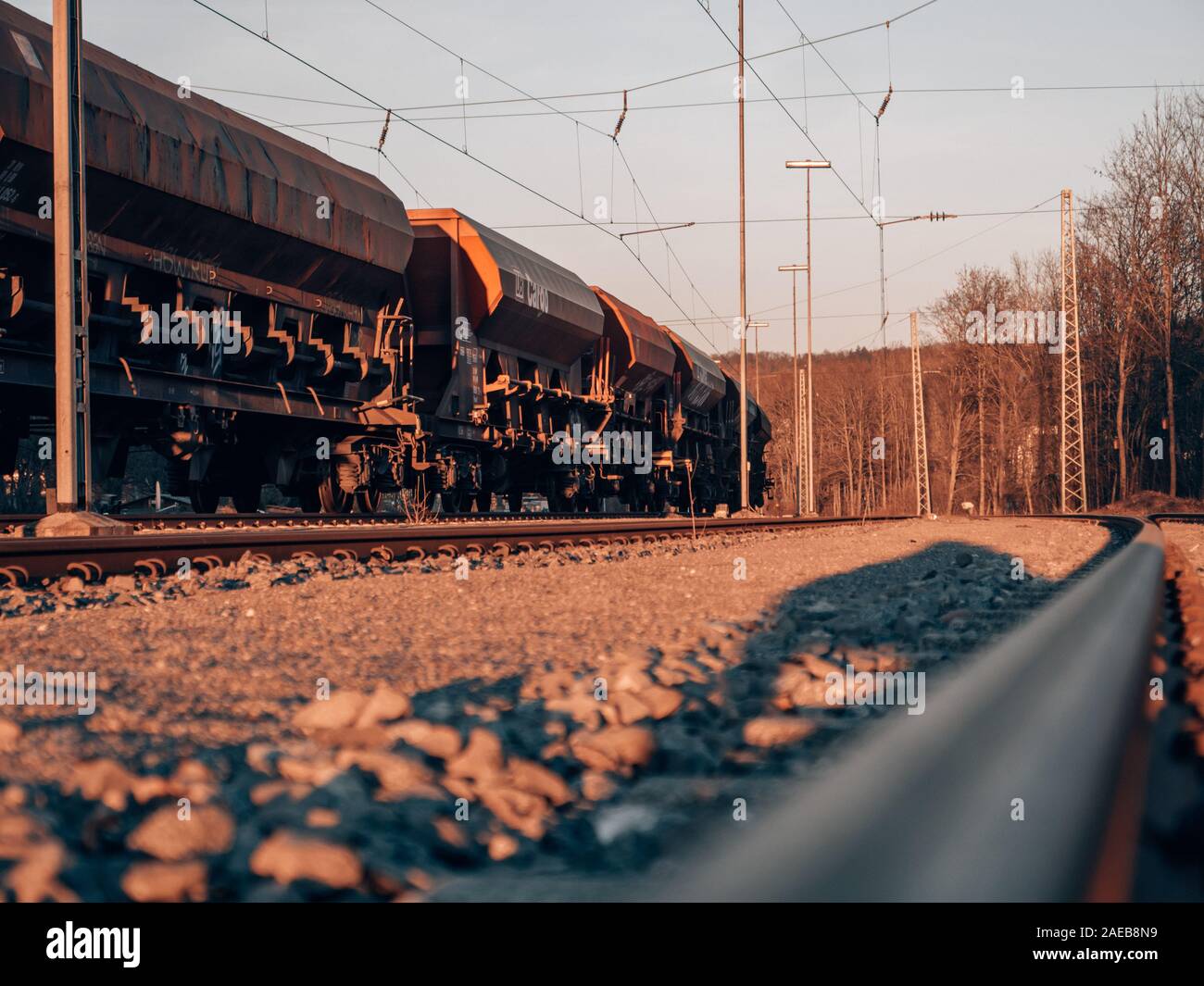 Old and rusty cargo train in Germany Stock Photo - Alamy