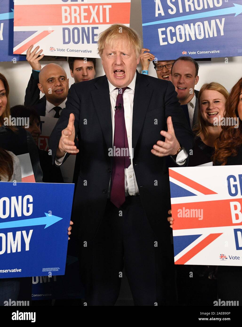 Prime Minister Boris Johnson at Conservative Campaign Headquarters Call ...