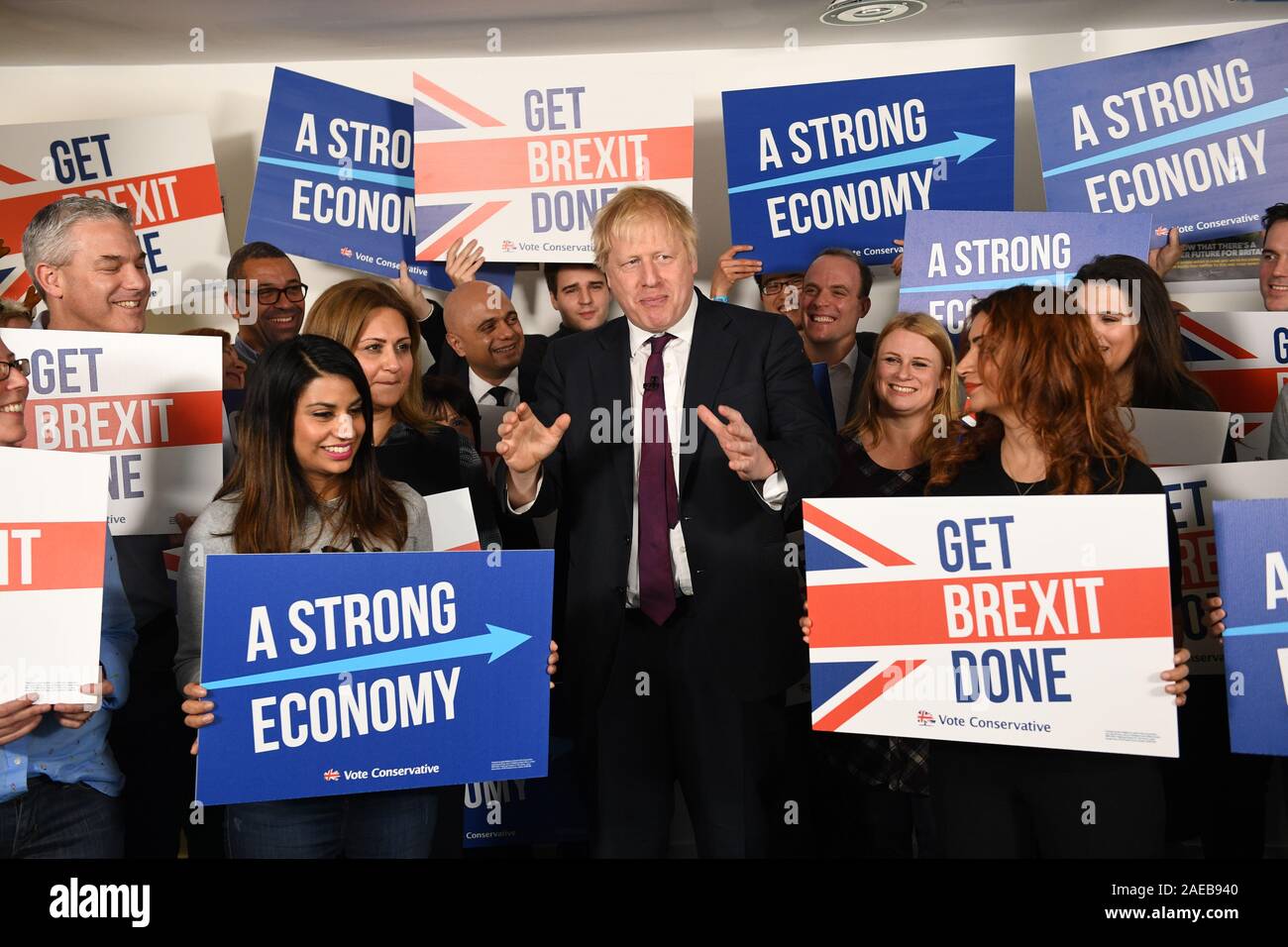 Prime Minister Boris Johnson at Conservative Campaign Headquarters Call ...
