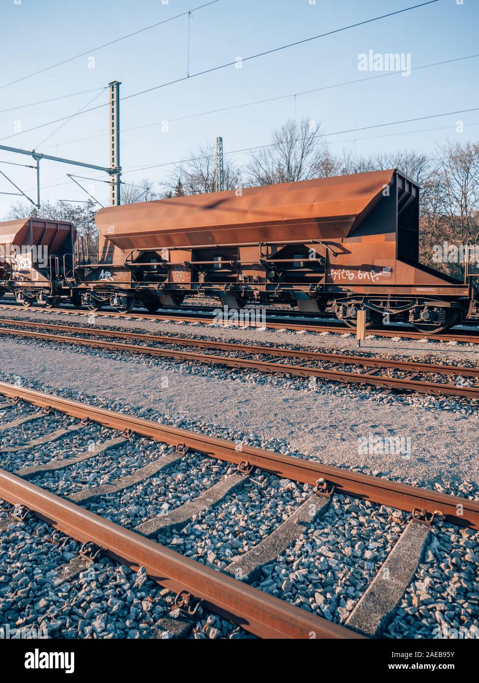 Old and rusty cargo train in Germany Stock Photo - Alamy