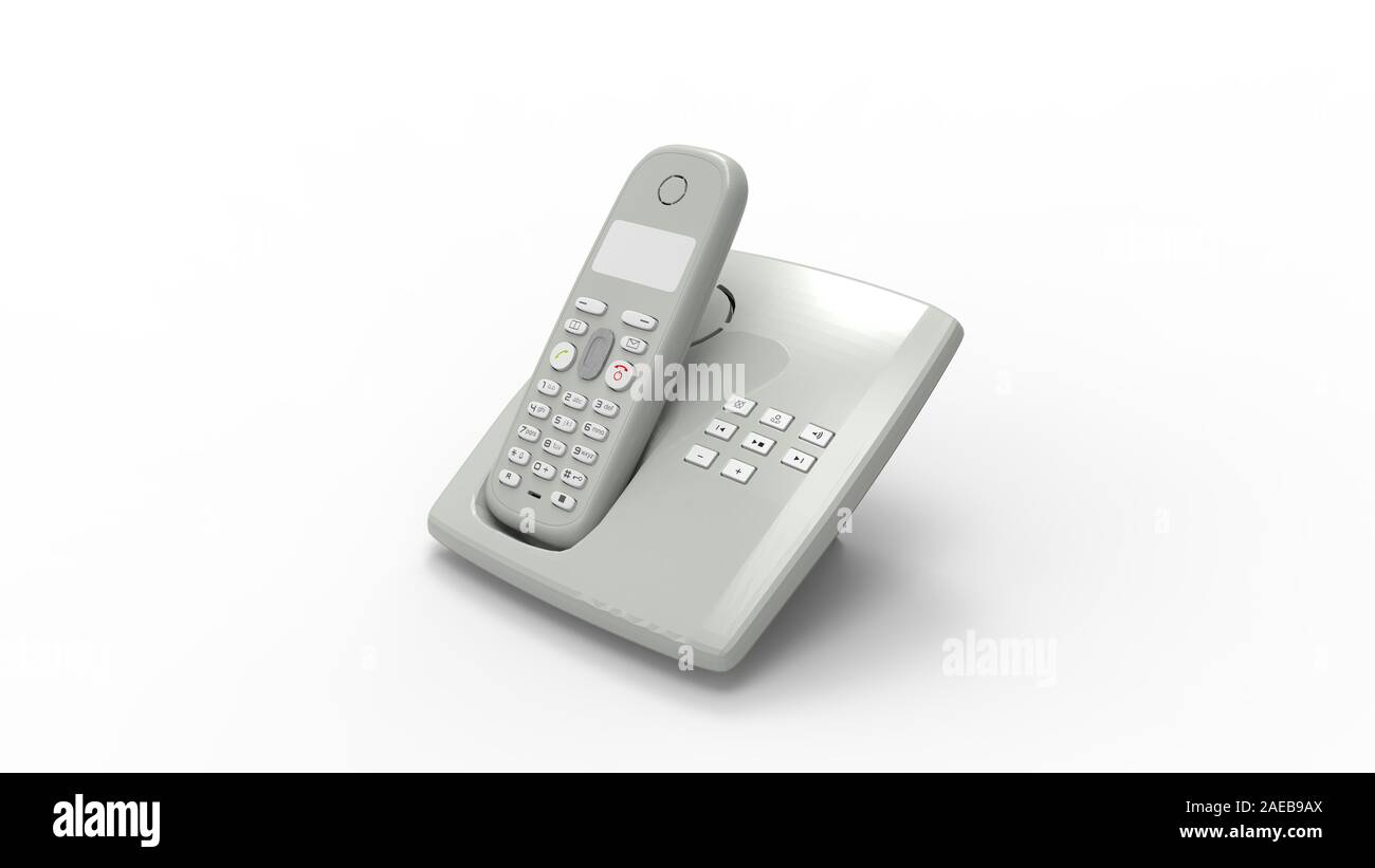 3d rendering of a telephone device isolated in studio background Stock ...