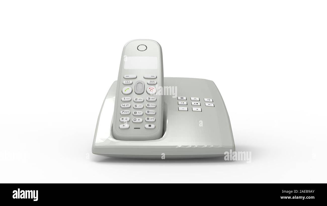 3d rendering of a telephone device isolated in studio background Stock ...