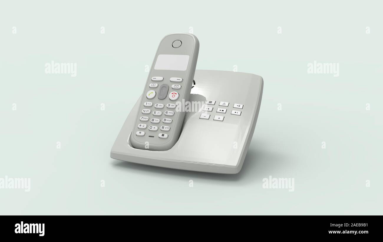 3d rendering of a telephone device isolated in studio background Stock ...