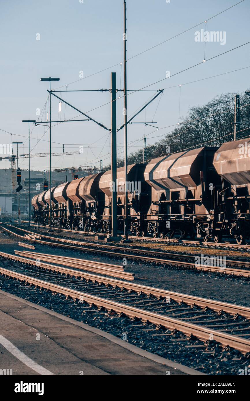 Old and rusty cargo train in Germany Stock Photo - Alamy