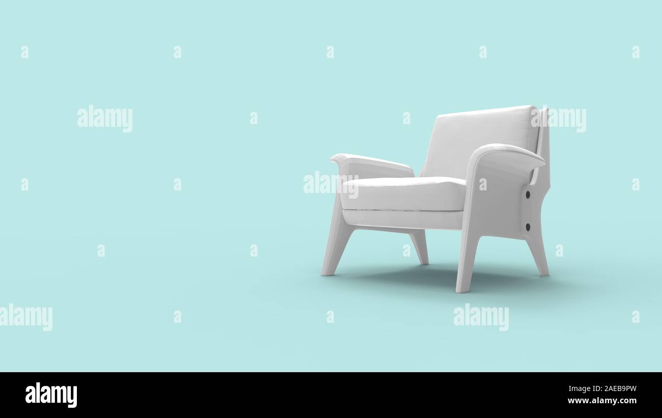 3d rendering of a white design chair isolated in studio background ...