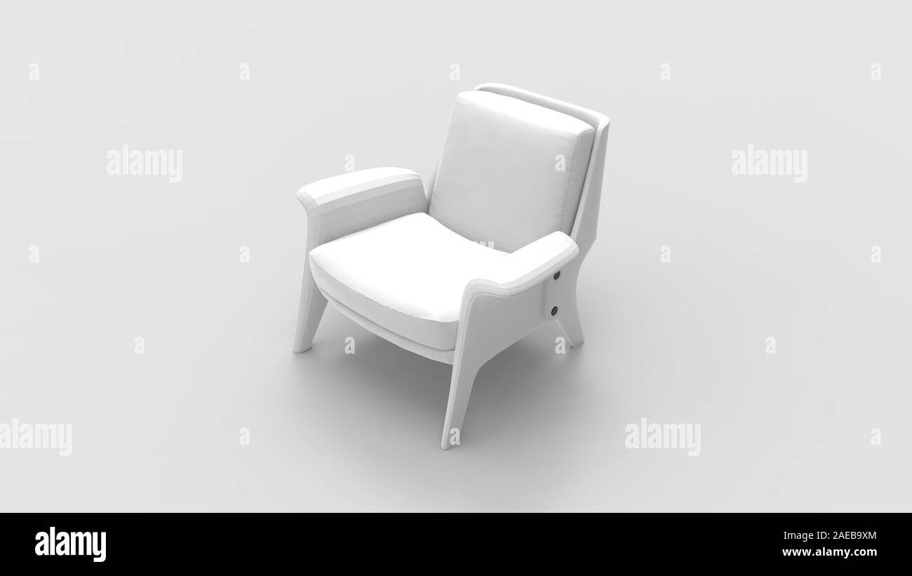3d rendering of a white design chair isolated in studio background ...
