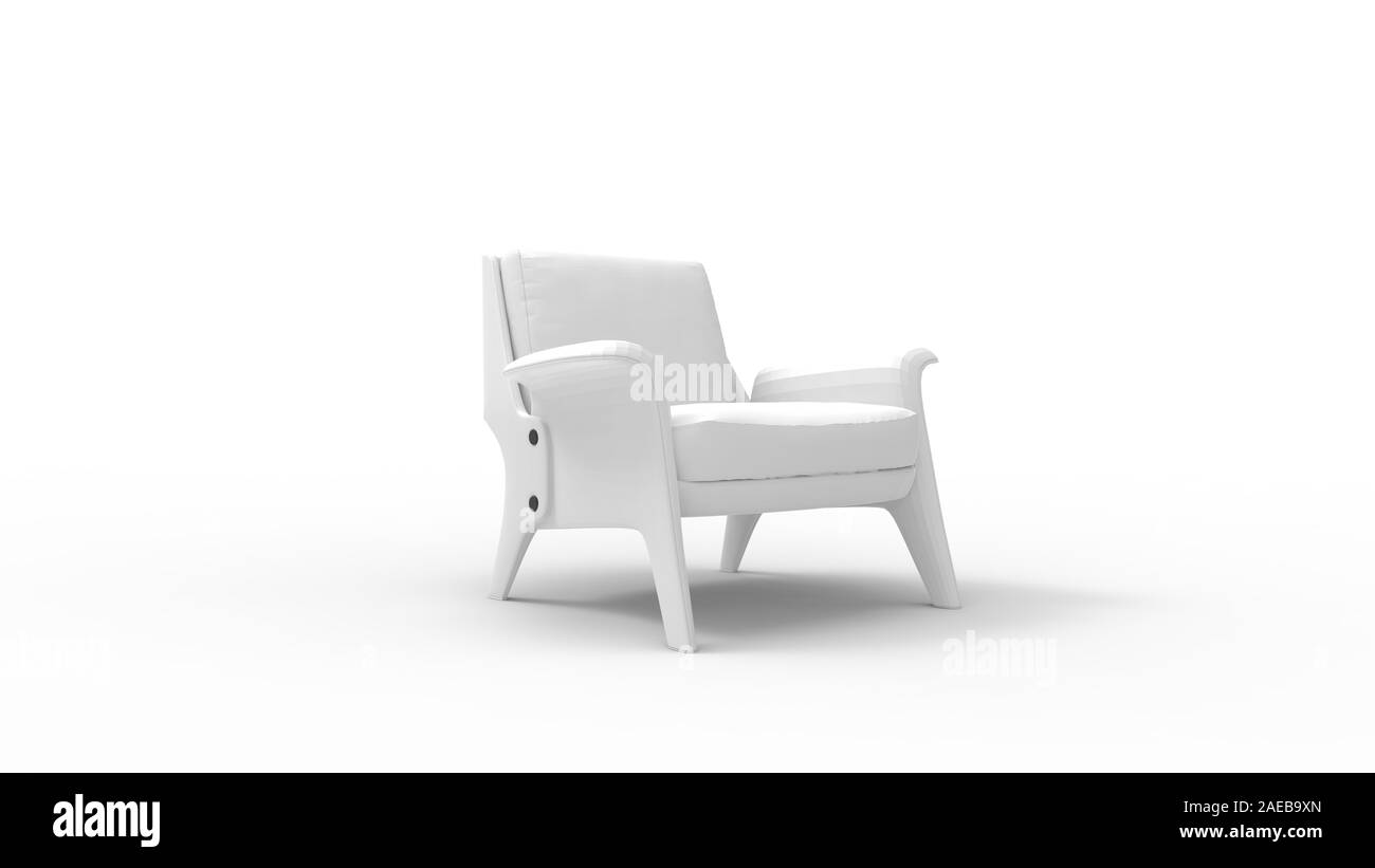 3d rendering of a white design chair isolated in studio background ...