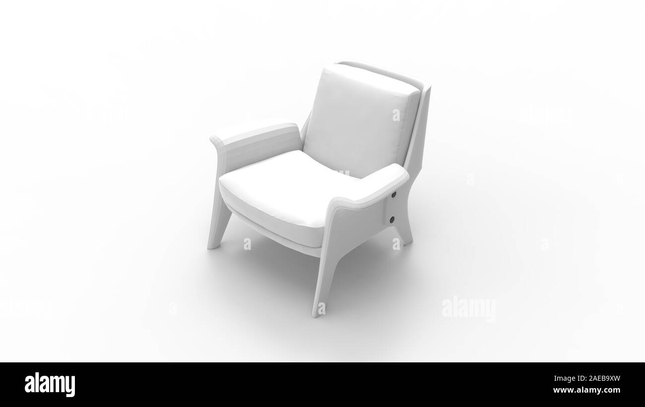 3d rendering of a white design chair isolated in studio background ...