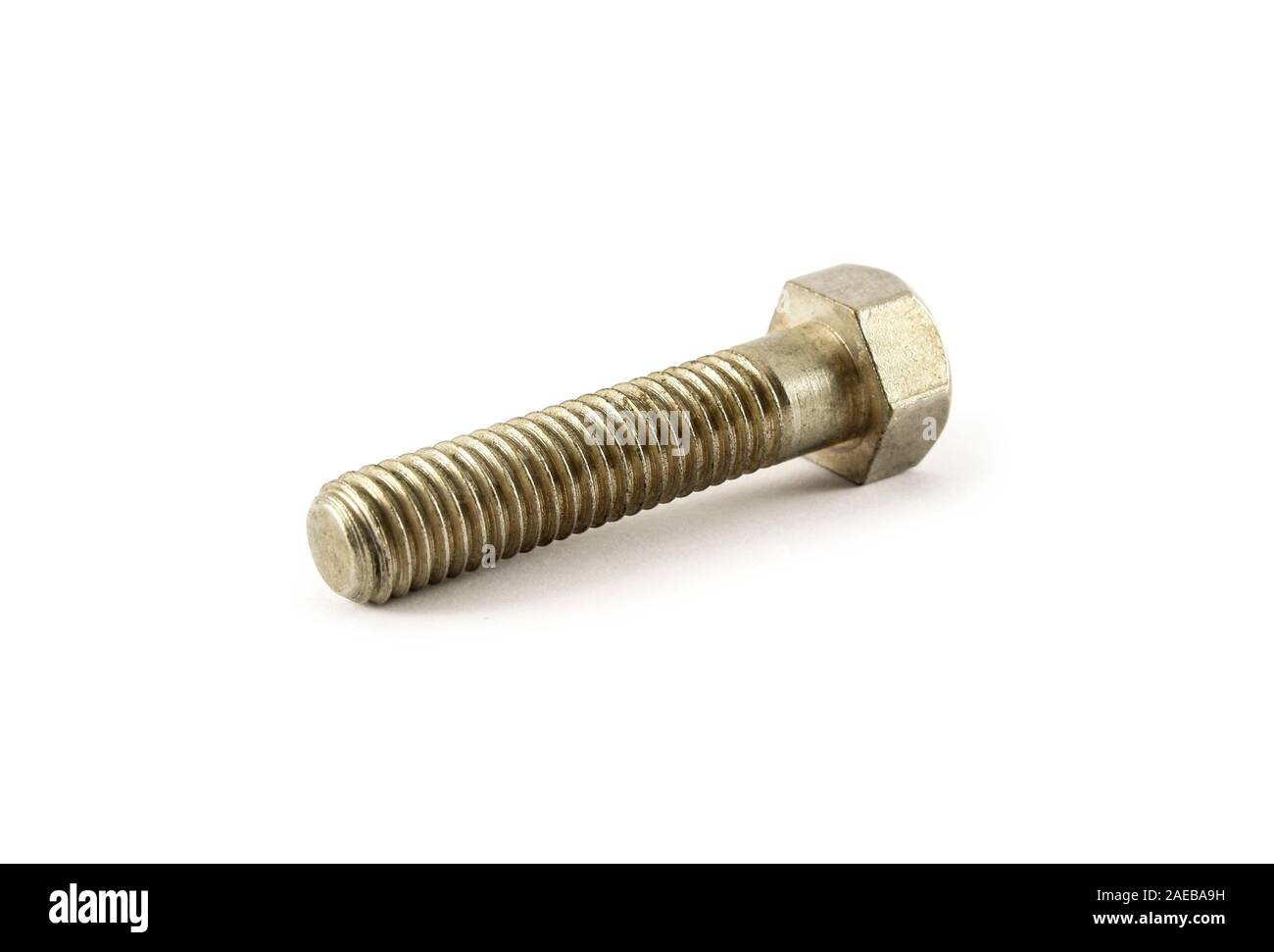 Iron bolt close-up isolated on white Stock Photo - Alamy