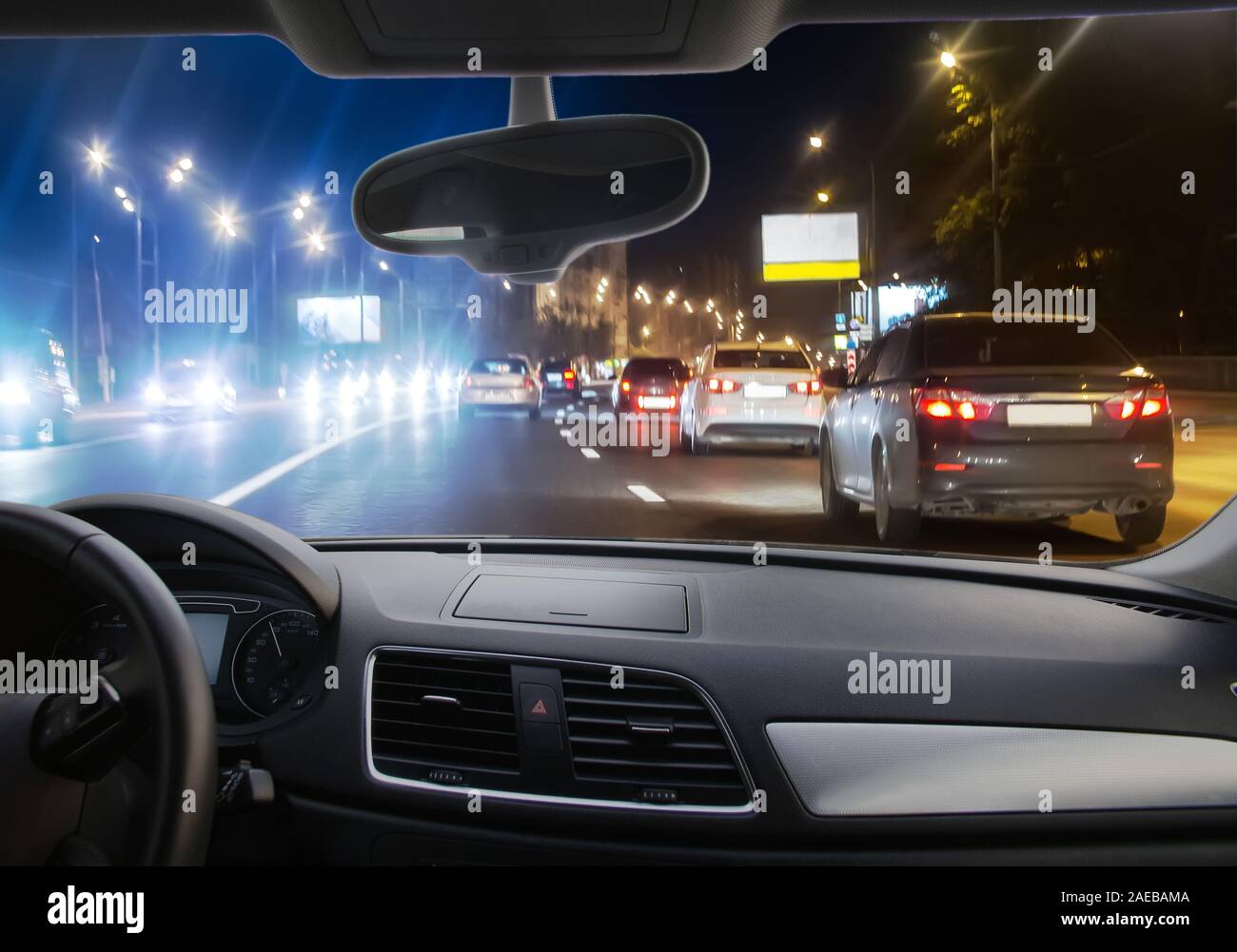 night wide highway with moving cars Stock Photo - Alamy