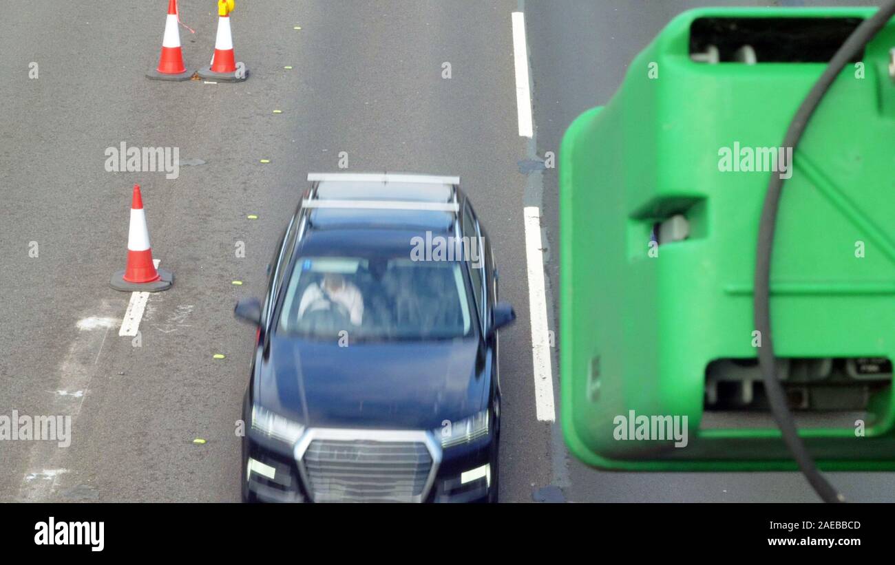 average speed traffic camera over UK Motorway Stock Photo - Alamy