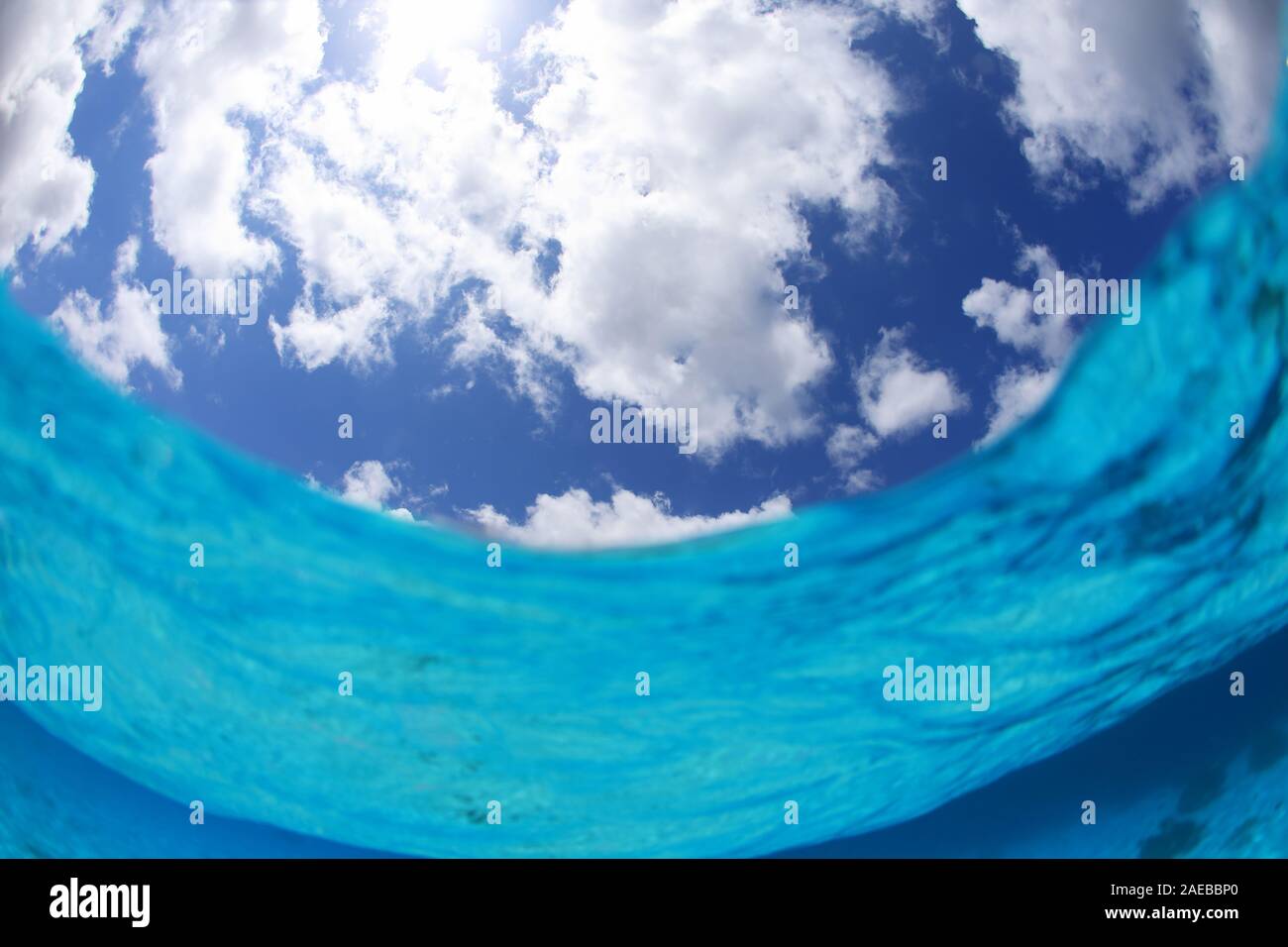 Water surface and sunny sky with clouds in the caribbean sea Stock ...