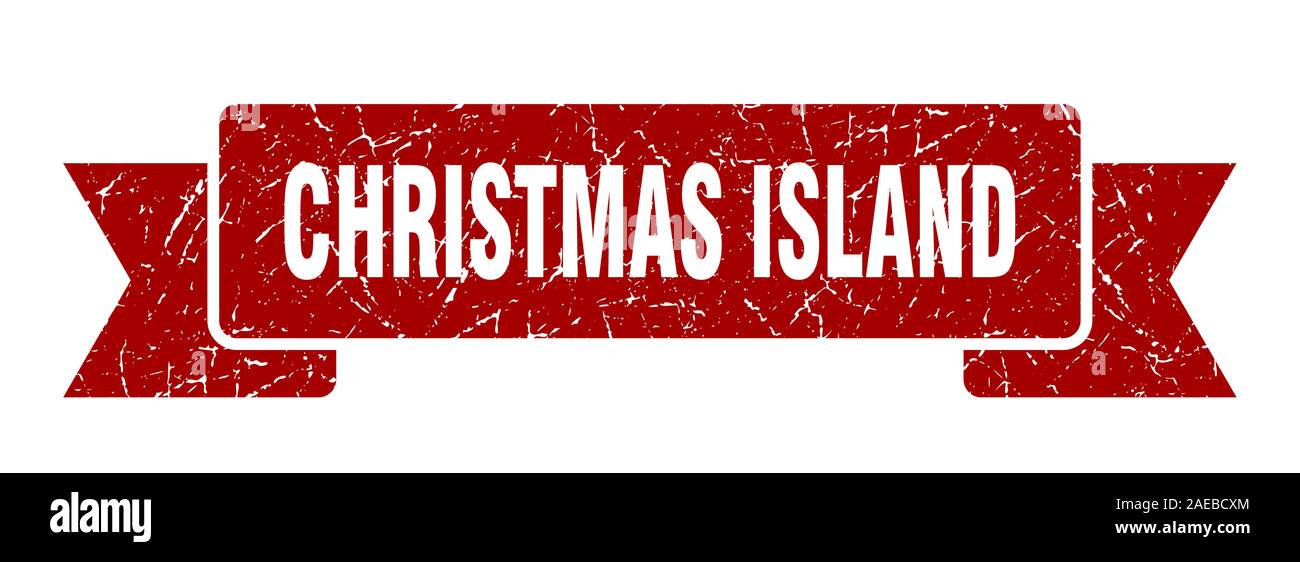 Christmas Island ribbon. Red Christmas Island grunge band sign Stock ...