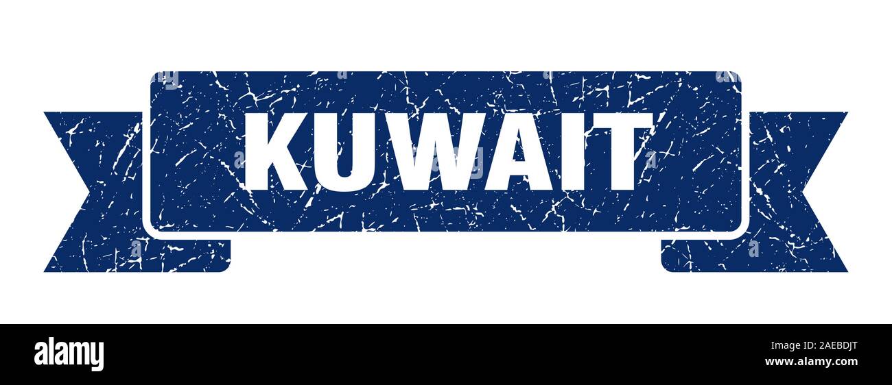 Kuwait ribbon. Blue Kuwait grunge band sign Stock Vector Image & Art ...