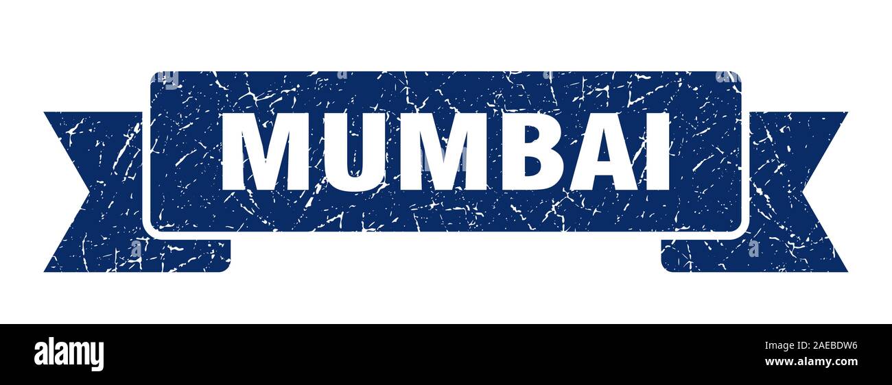 Mumbai ribbon. Blue Mumbai grunge band sign Stock Vector Image & Art ...
