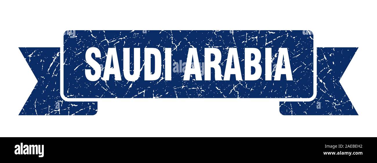 Saudi Arabia ribbon. Blue Saudi Arabia grunge band sign Stock Vector ...