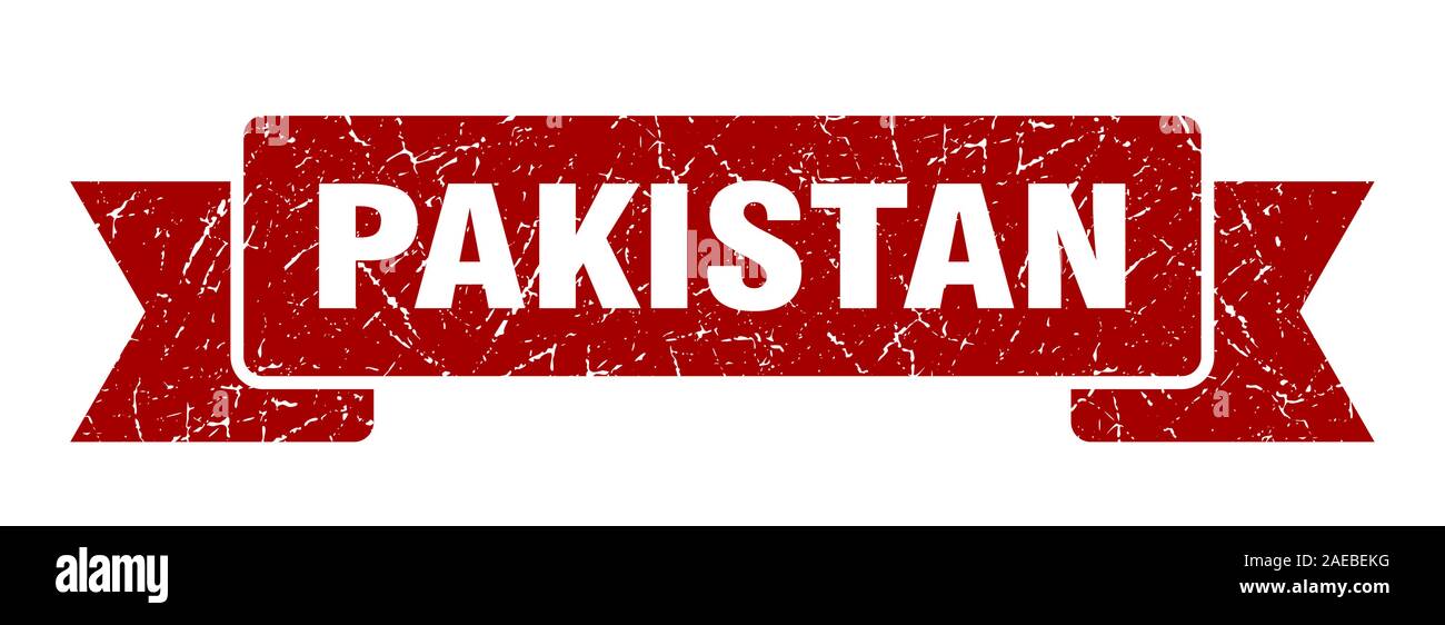 Pakistan ribbon. Red Pakistan grunge band sign Stock Vector Image & Art ...