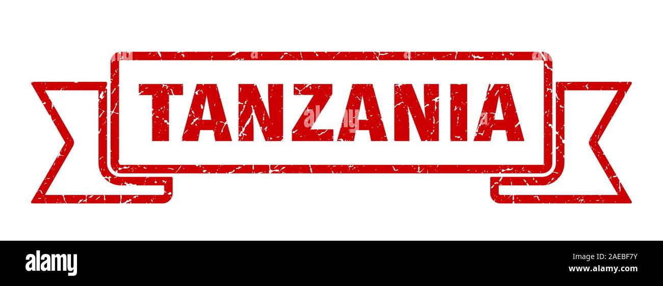 Tanzania ribbon. Red Tanzania grunge band sign Stock Vector Image & Art ...