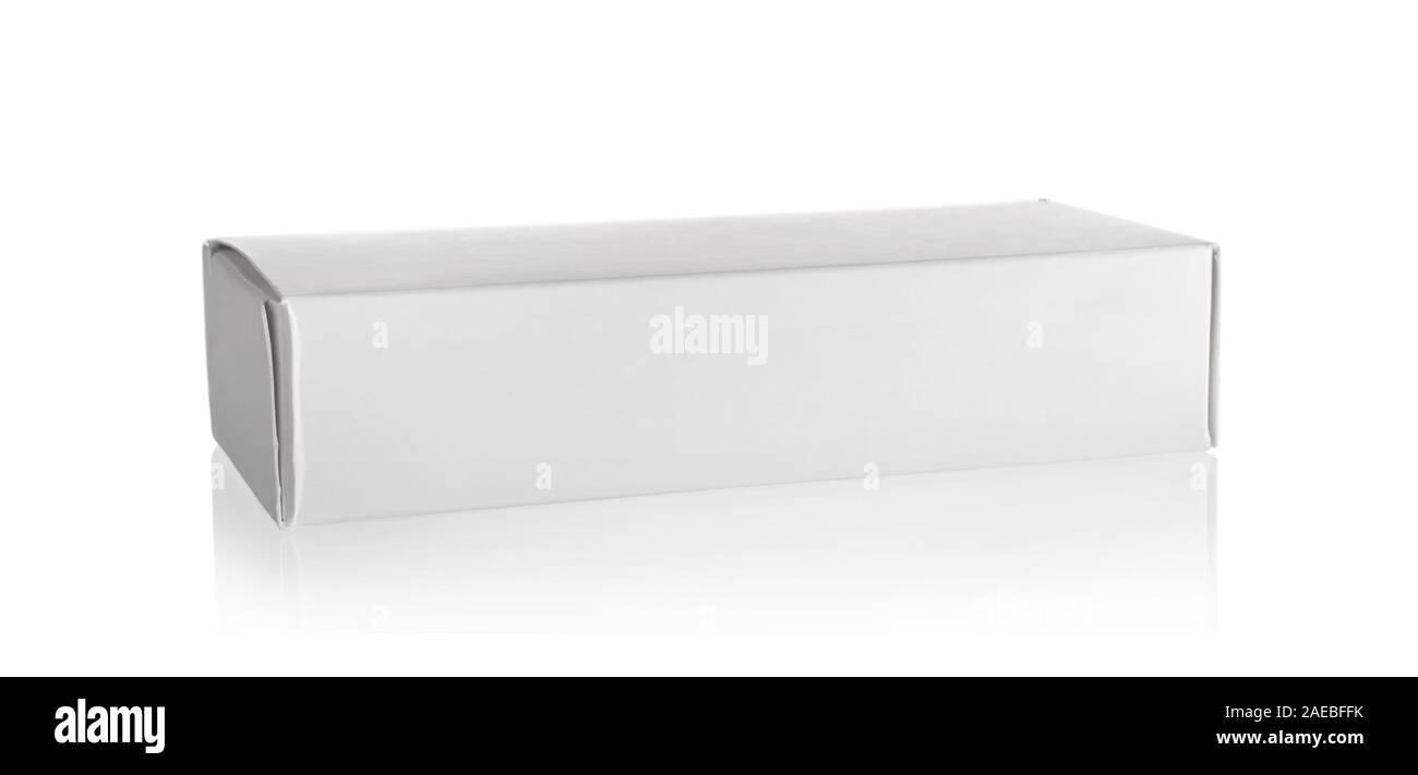Closed white cardboard box isolated on white background Stock Photo - Alamy