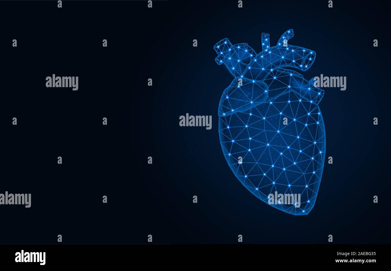 Human heart low poly model, human organs abstract graphics, anatomy ...