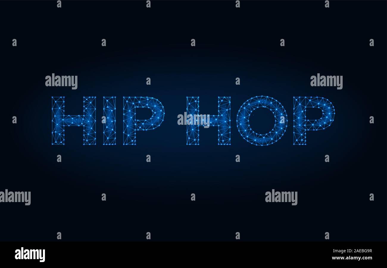 Hip hop lettering wireframe mesh polygonal vector illustration made ...