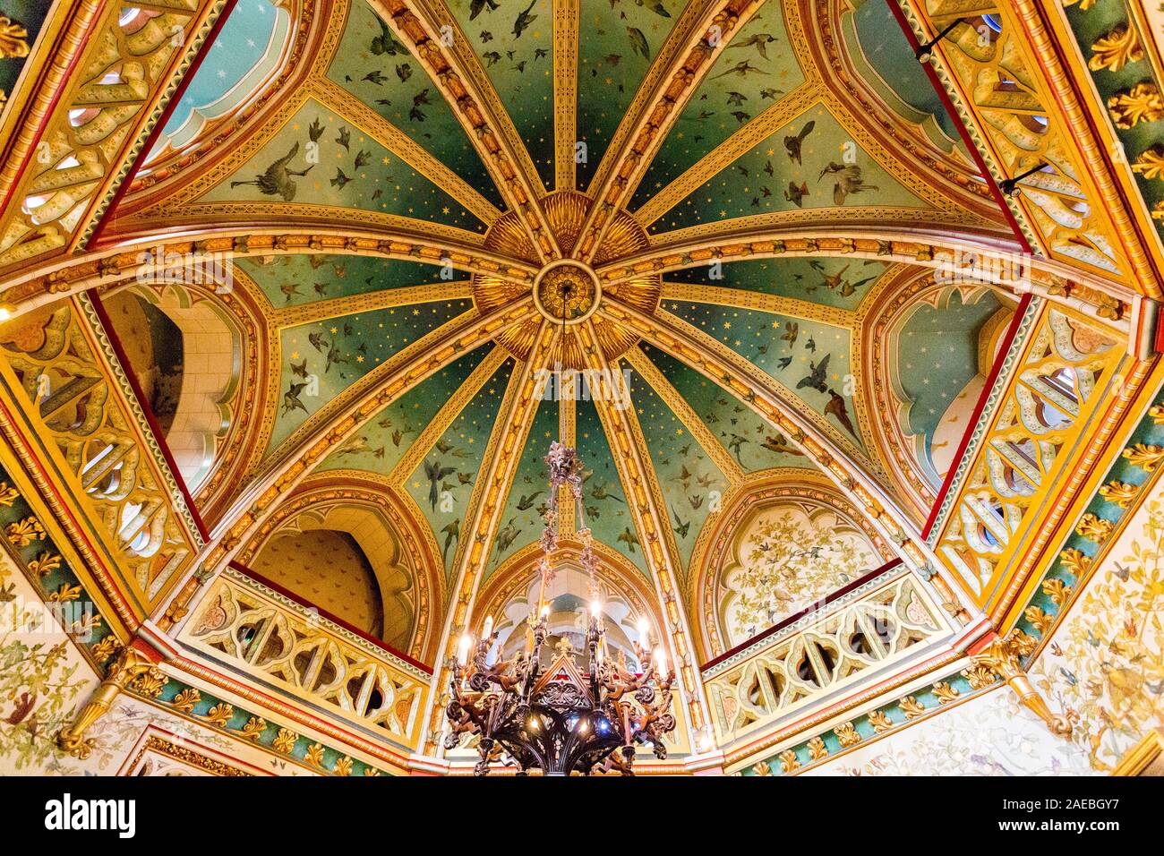 The magnificent and colourful octagonal ceiling in the Drawing Room at ...