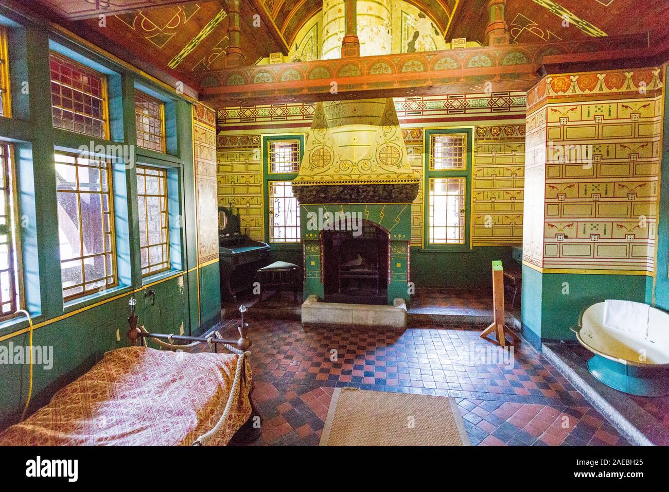 The ornate and colourful wall decorations in Lord Bute's Bedroom at ...