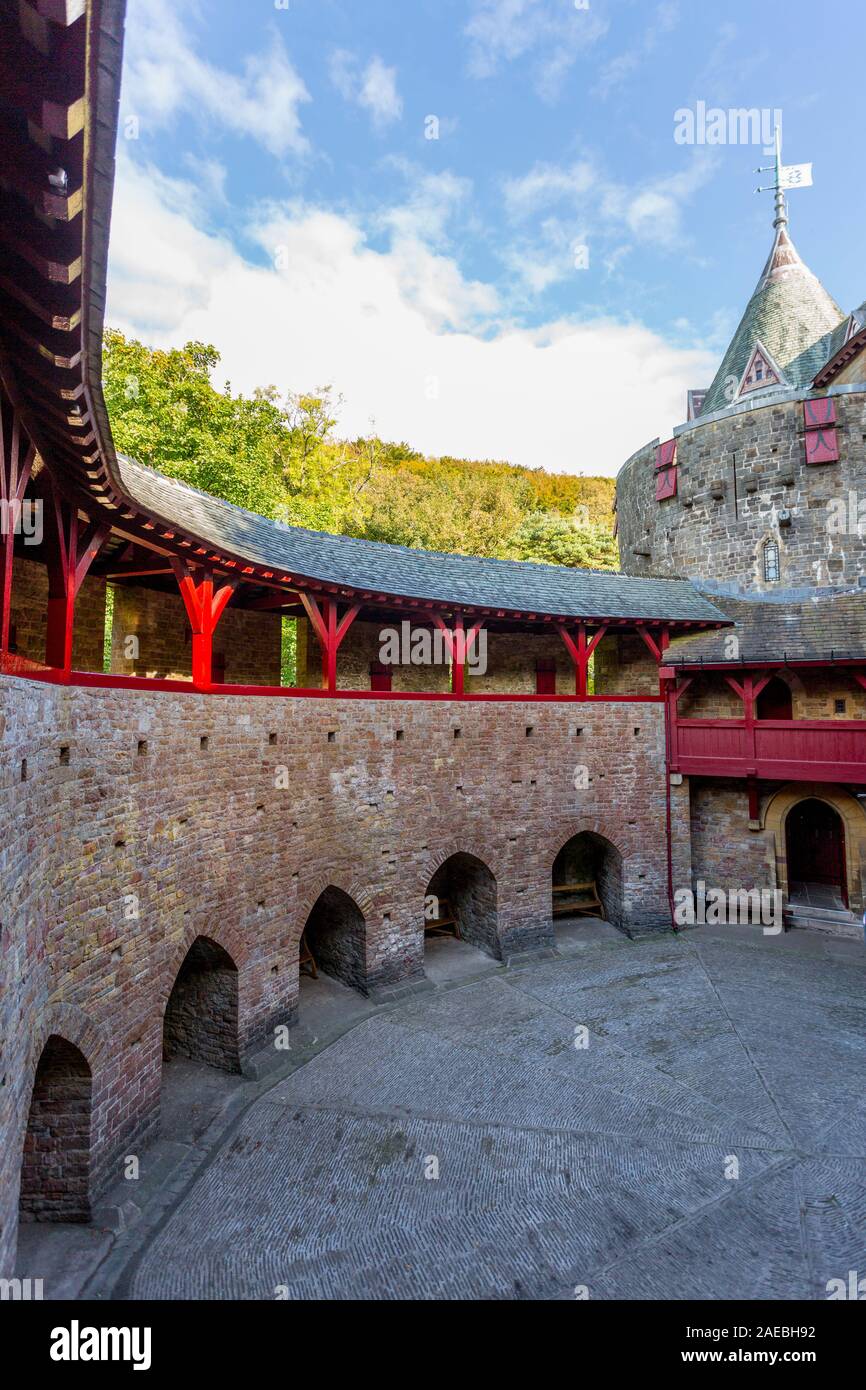 The circular inner courtyard Gothic Revival architecture with ...