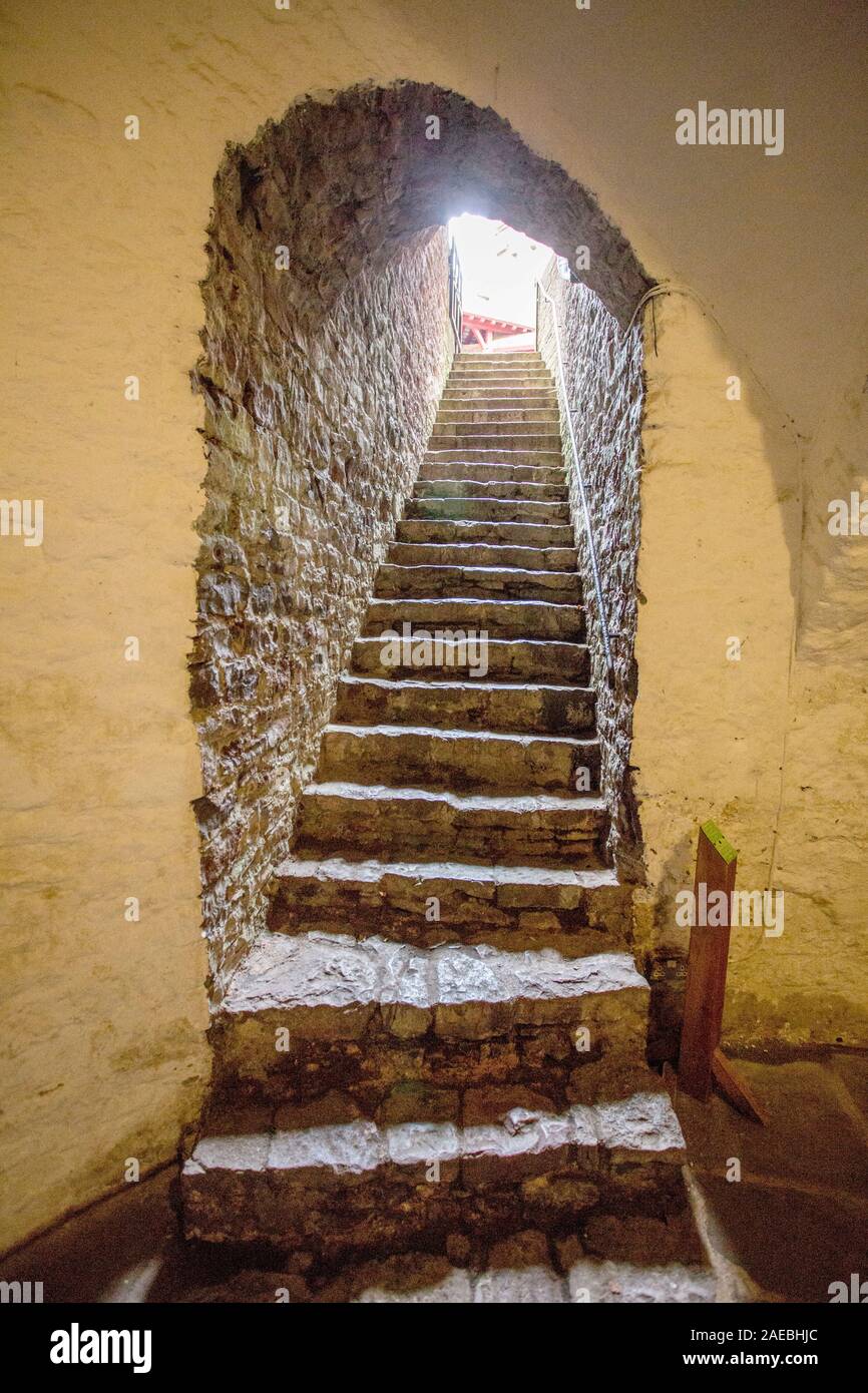 Steps from the courtyard lead to the Kitchen Cellar at Castell Coch ...