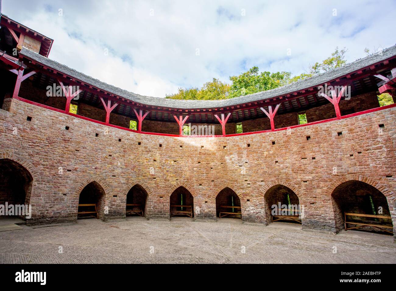 The circular inner courtyard Gothic Revival architecture with ...