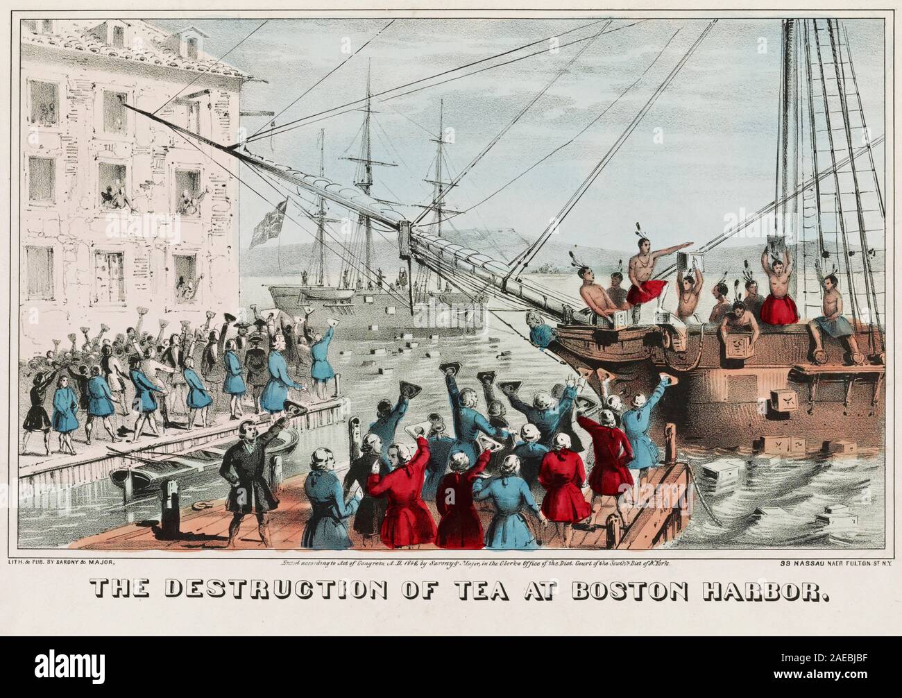 Boston tea party, 16th December 1773,The destruction of tea at Boston ...