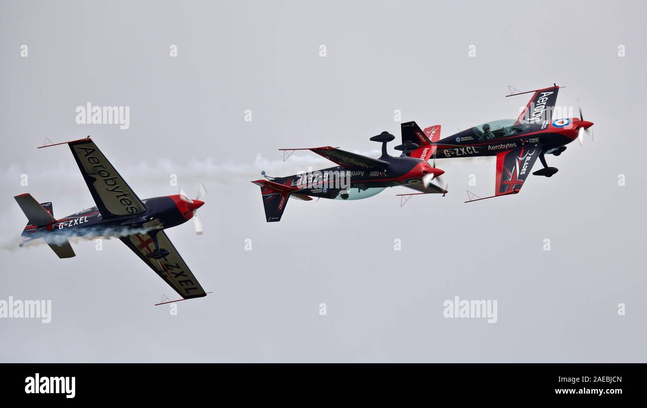 The Blades Aerobatic display team performing at the Duxford Air ...