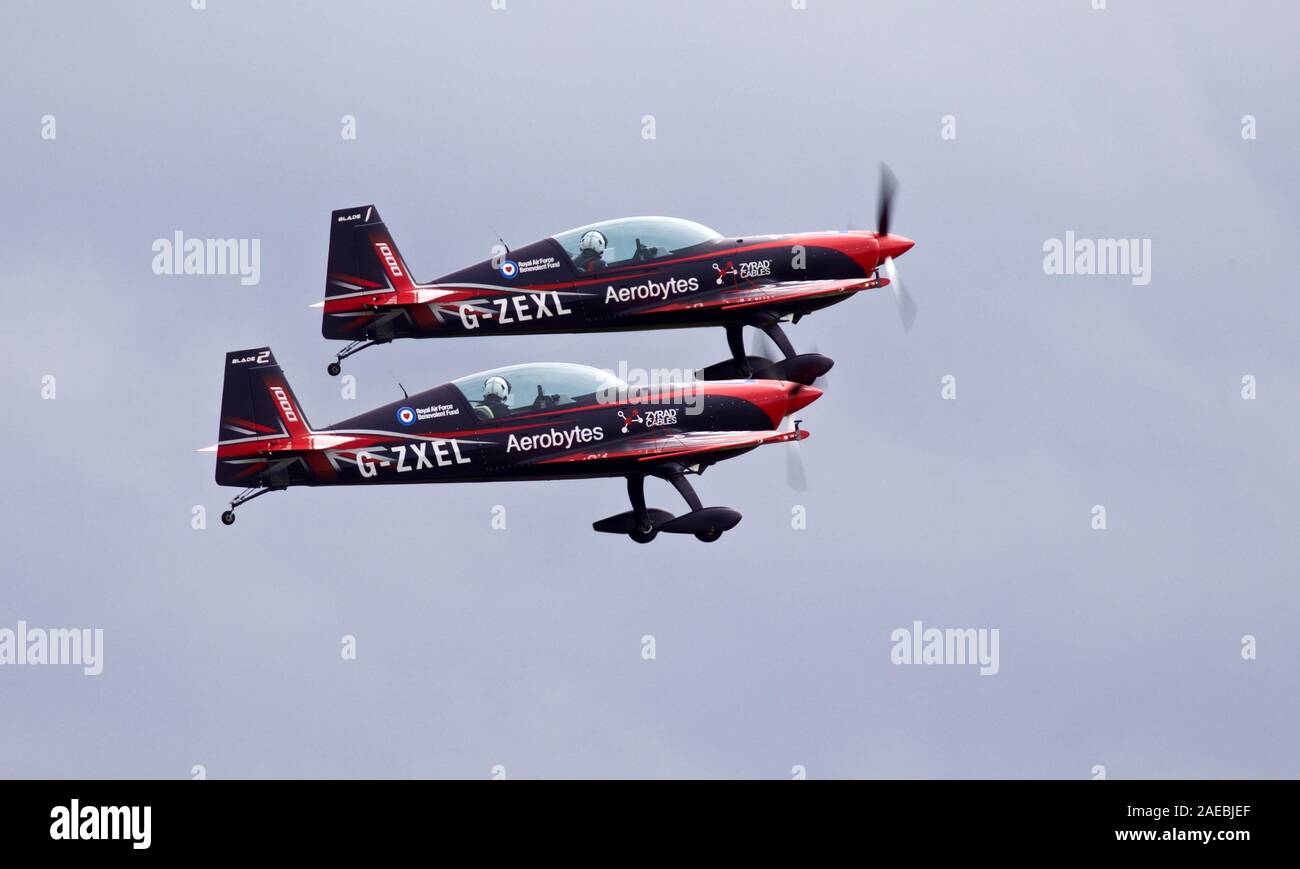 The Blades Aerobatic display team performing at the Duxford Air ...