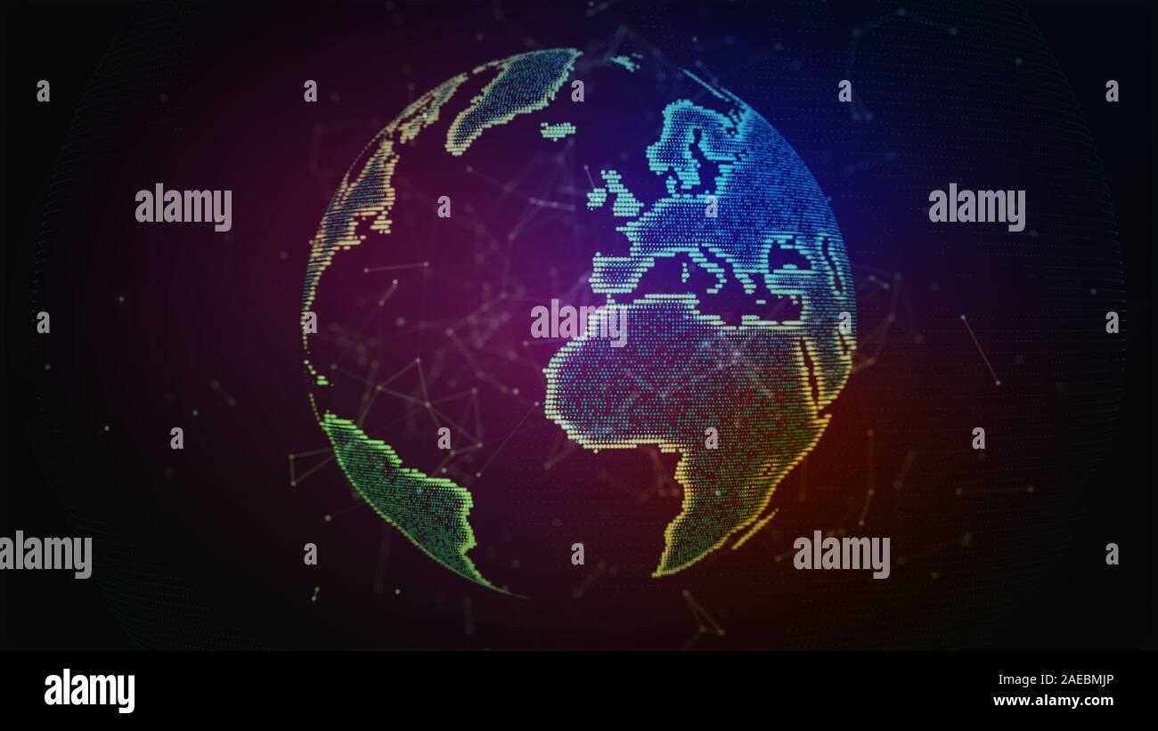 Connection lines Around Earth Globe. Background with Light Effect ...