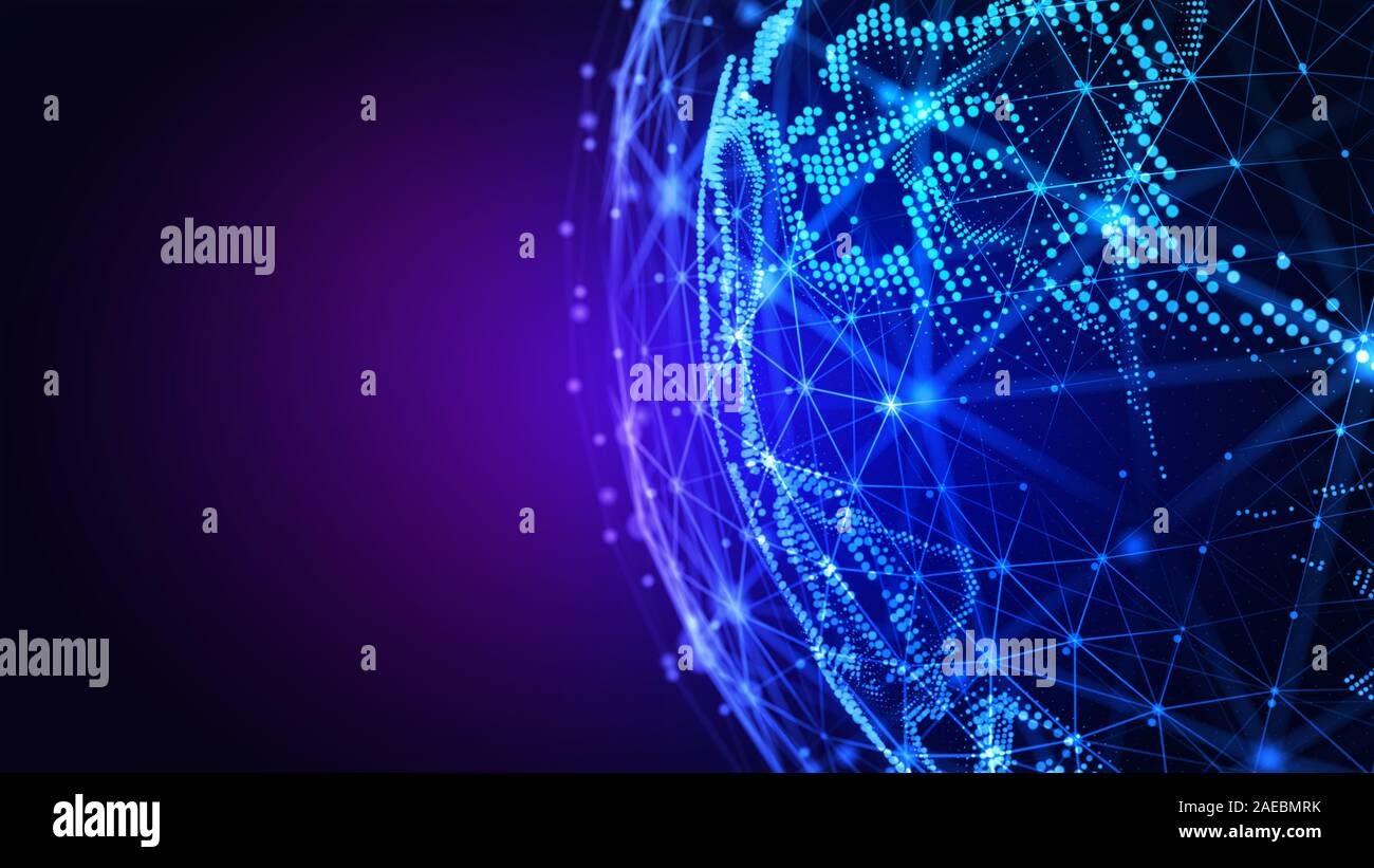 Connection lines Around Earth Globe. Background with Light Effect ...