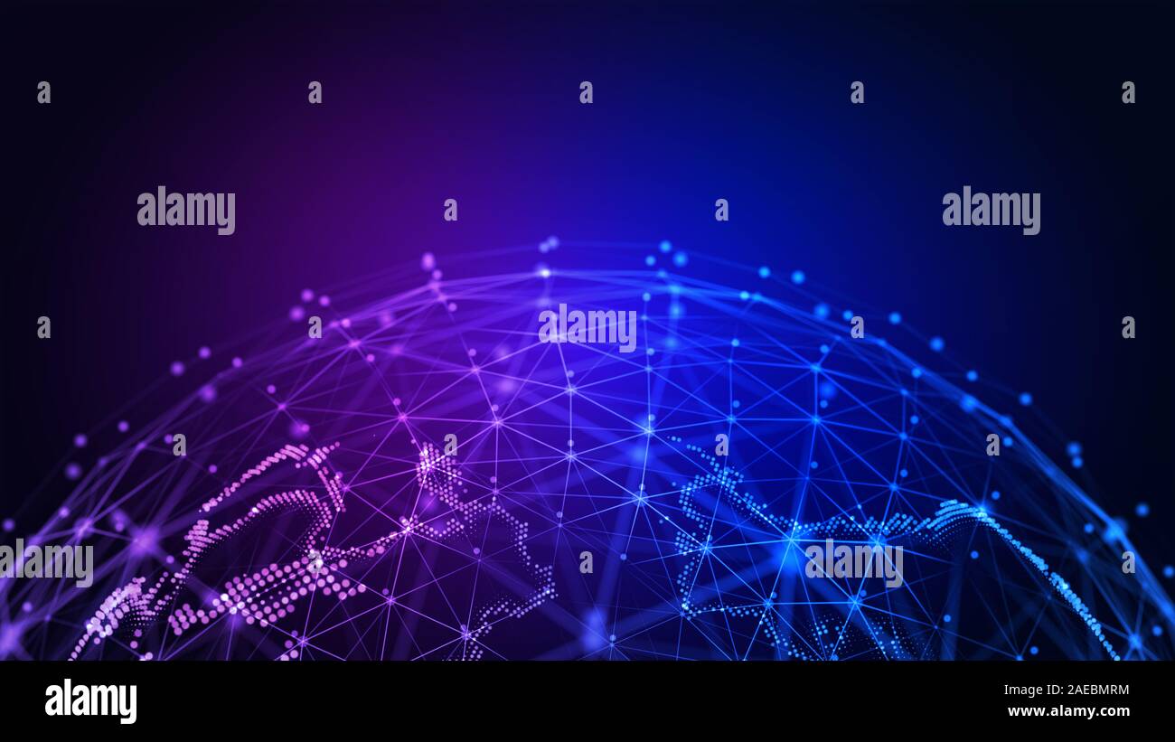 Connection lines Around Earth Globe. Background with Light Effect ...