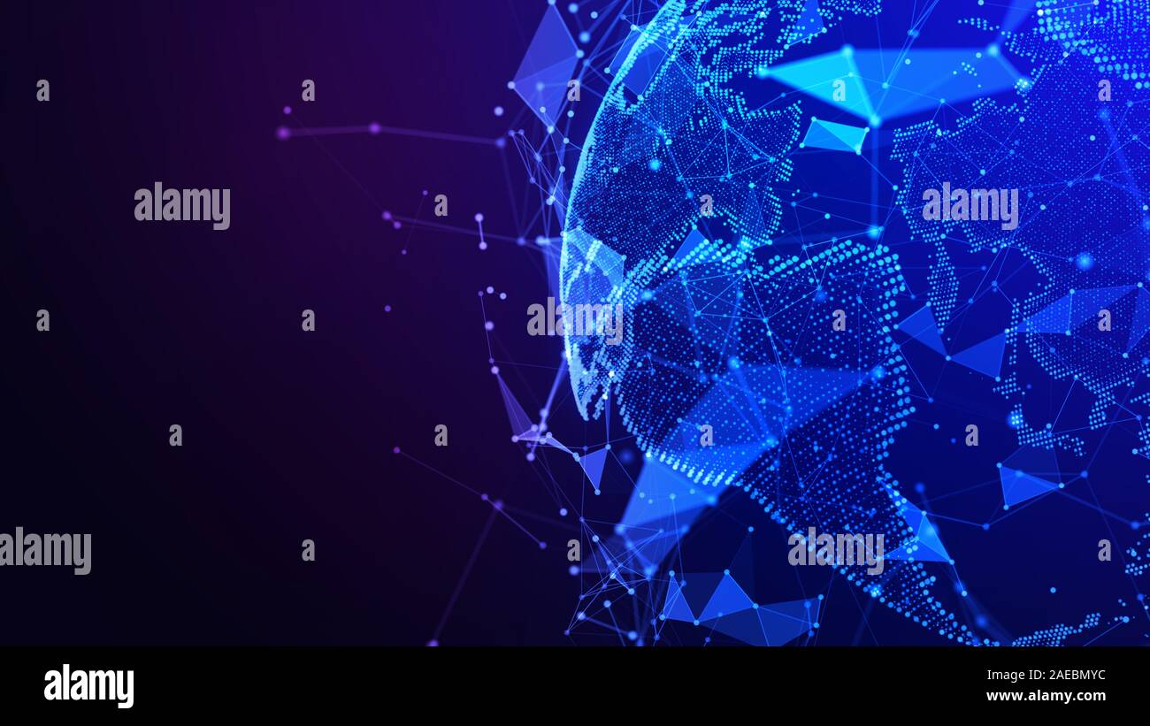 Connection lines Around Earth Globe. Background with Light Effect ...