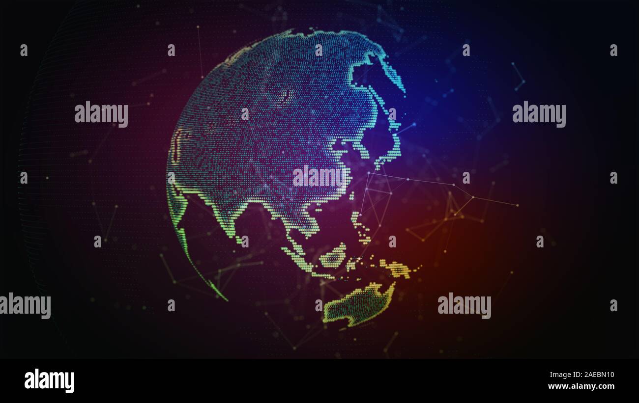 Connection lines Around Earth Globe. Background with Light Effect ...