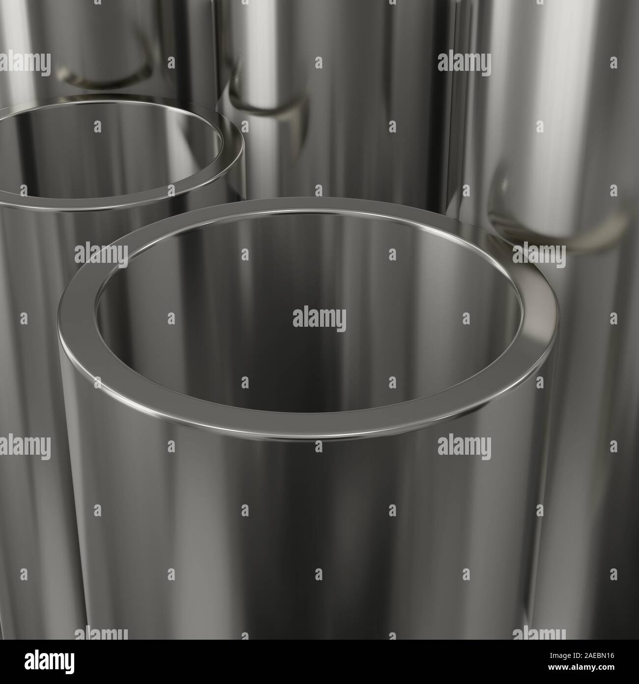 Steel pipes of isolated on white background. Glossy 3d rendering steel ...