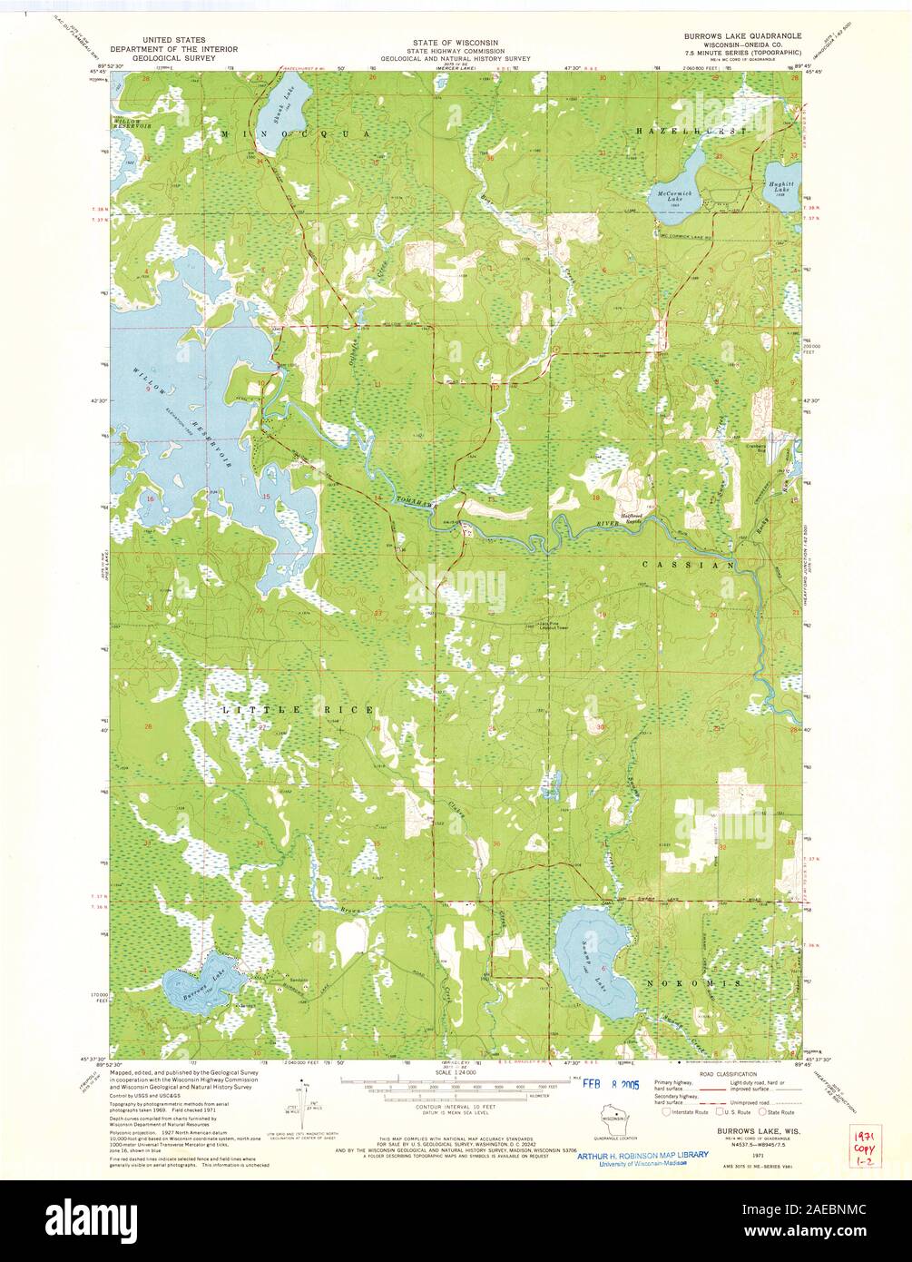 WI Burrows Lake 500223 1971 24000 Restoration Stock Photo - Alamy