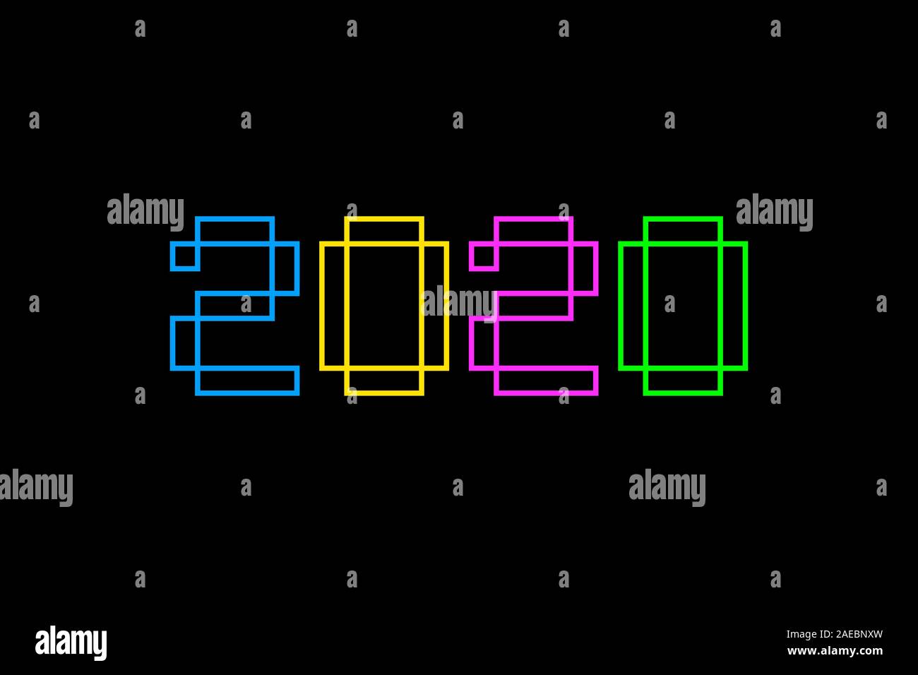 2020 New Year Design template. Multicolored isolated numbers. Colored ...
