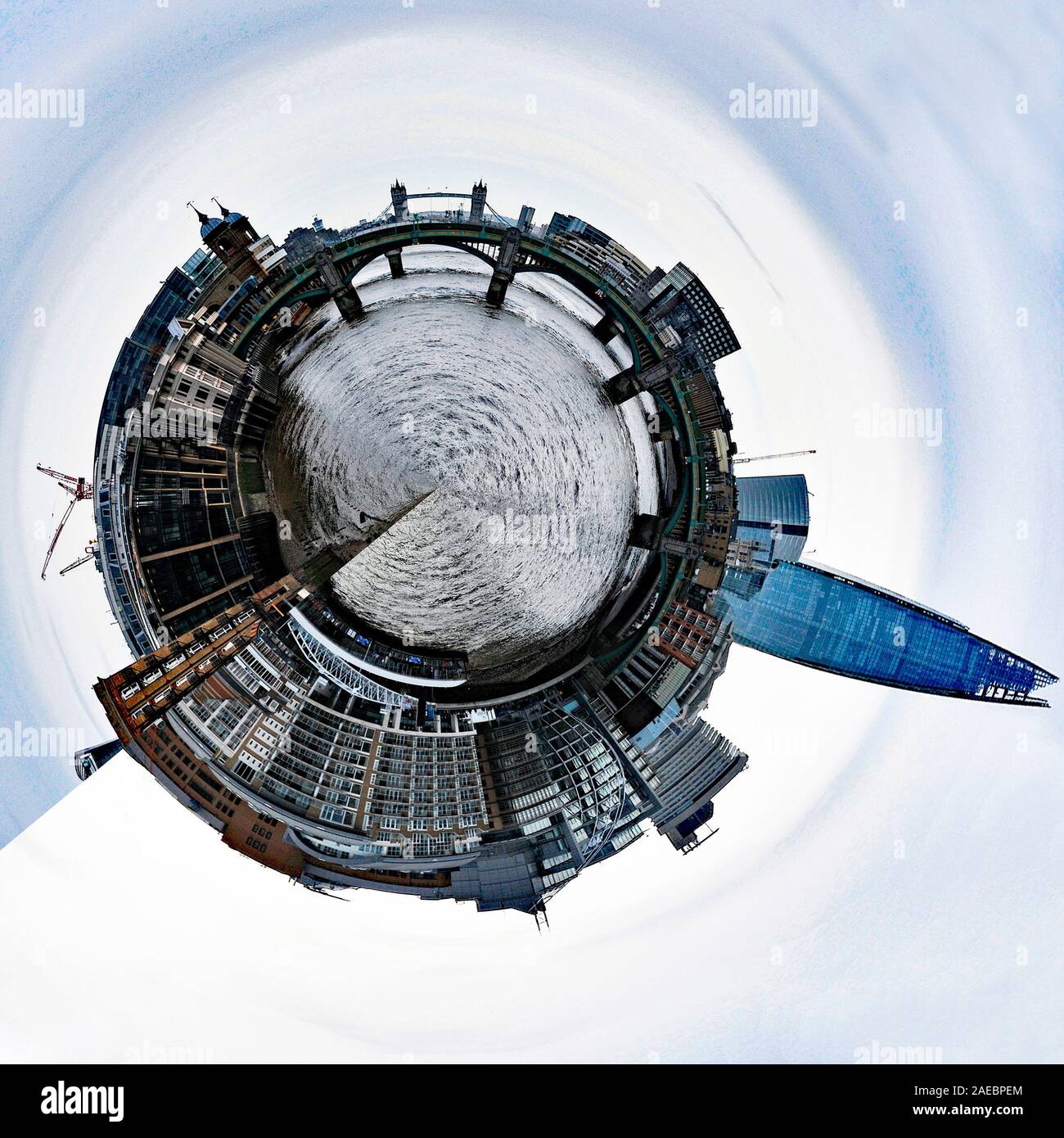 Little Planet Effect - London Tower Bridge, the Shard & the River ...