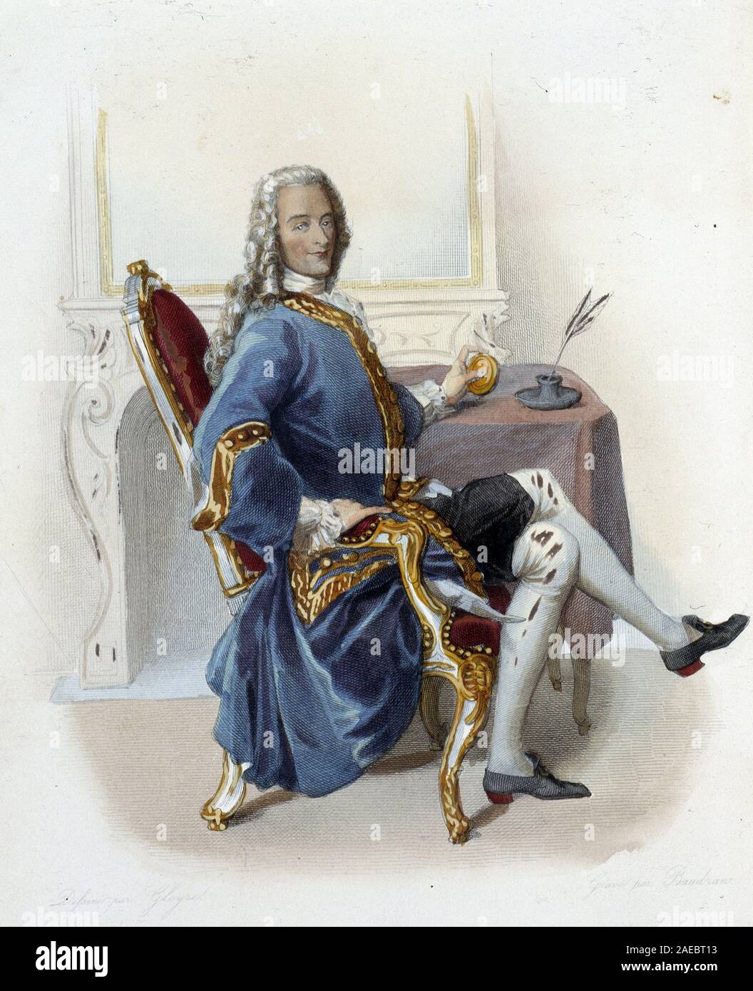 Voltaire - in Ed. Mennechet, "Le Plutarque francais", 1844-1847 Stock ...