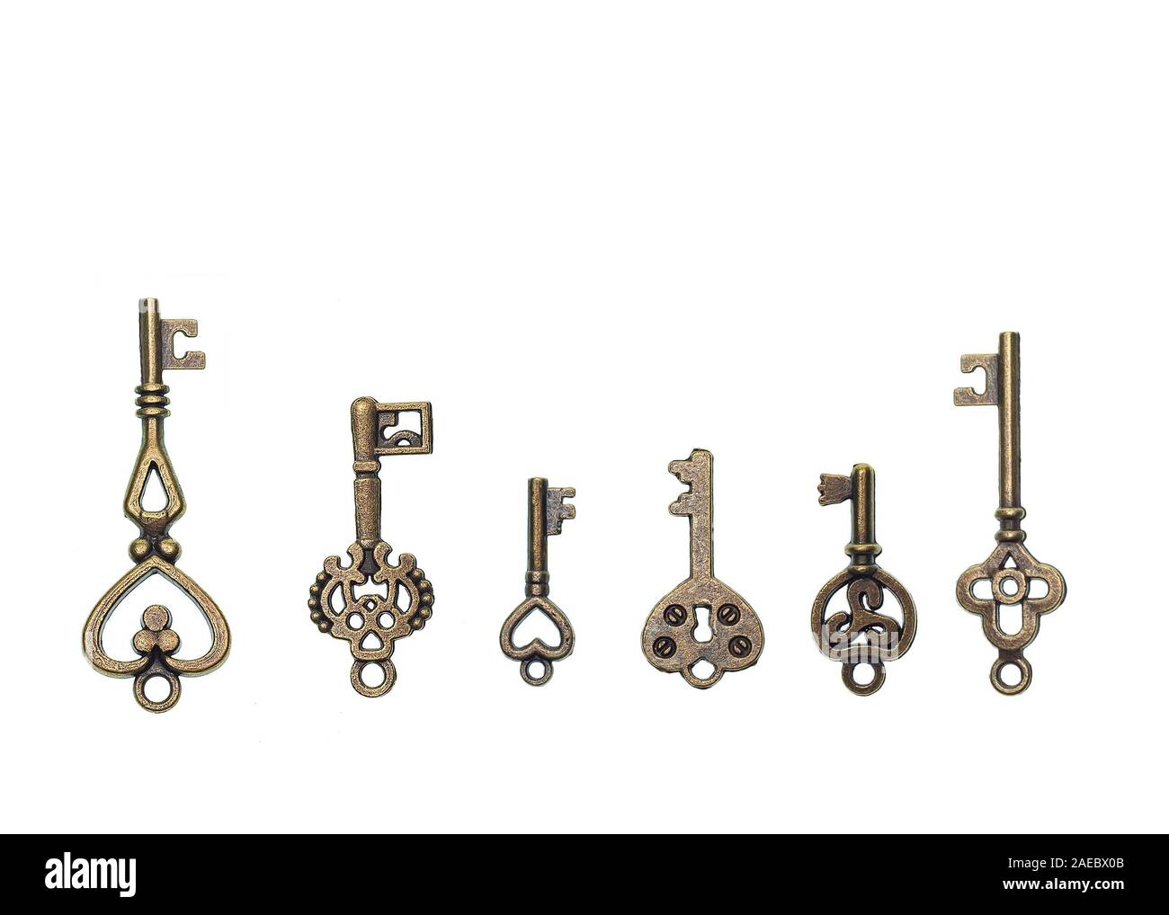 Set of vintage skeleton keys on a white background Stock Photo - Alamy
