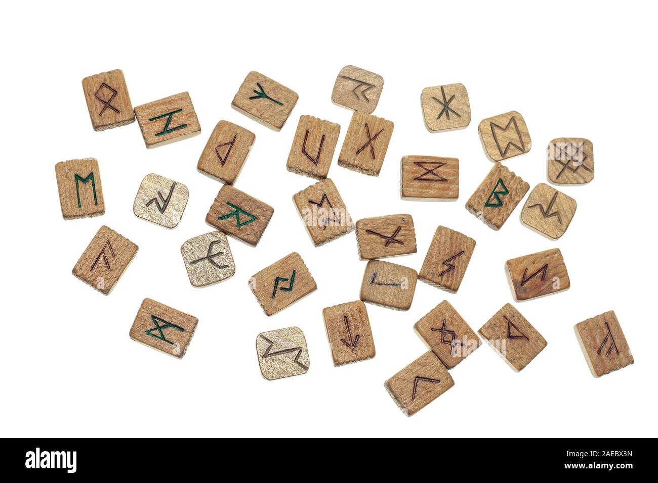 OGroup of od wooden runes isolated on a white background Stock Photo ...